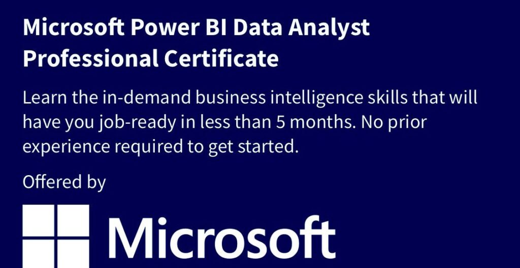 Microsoft Power BI Data Analyst Professional Certificate - منحة